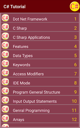تحميل C# Tutorial - C Sharp 2.0 مجانًا لنظام أندرويد تحميل C# Tutorial - C Sharp 2.0 مجانًا لنظام أندرويد